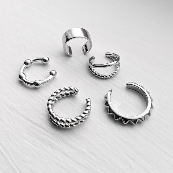 Jewelry | Ear Cuffs Set 5 Pieces Silver Toned Minimalist Tribal ...